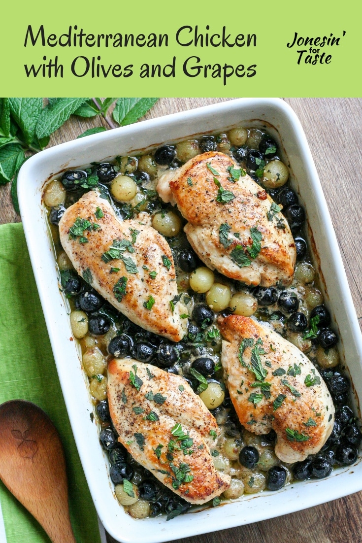 Oven Baked Mediterranean Chicken with Olives and Grapes
